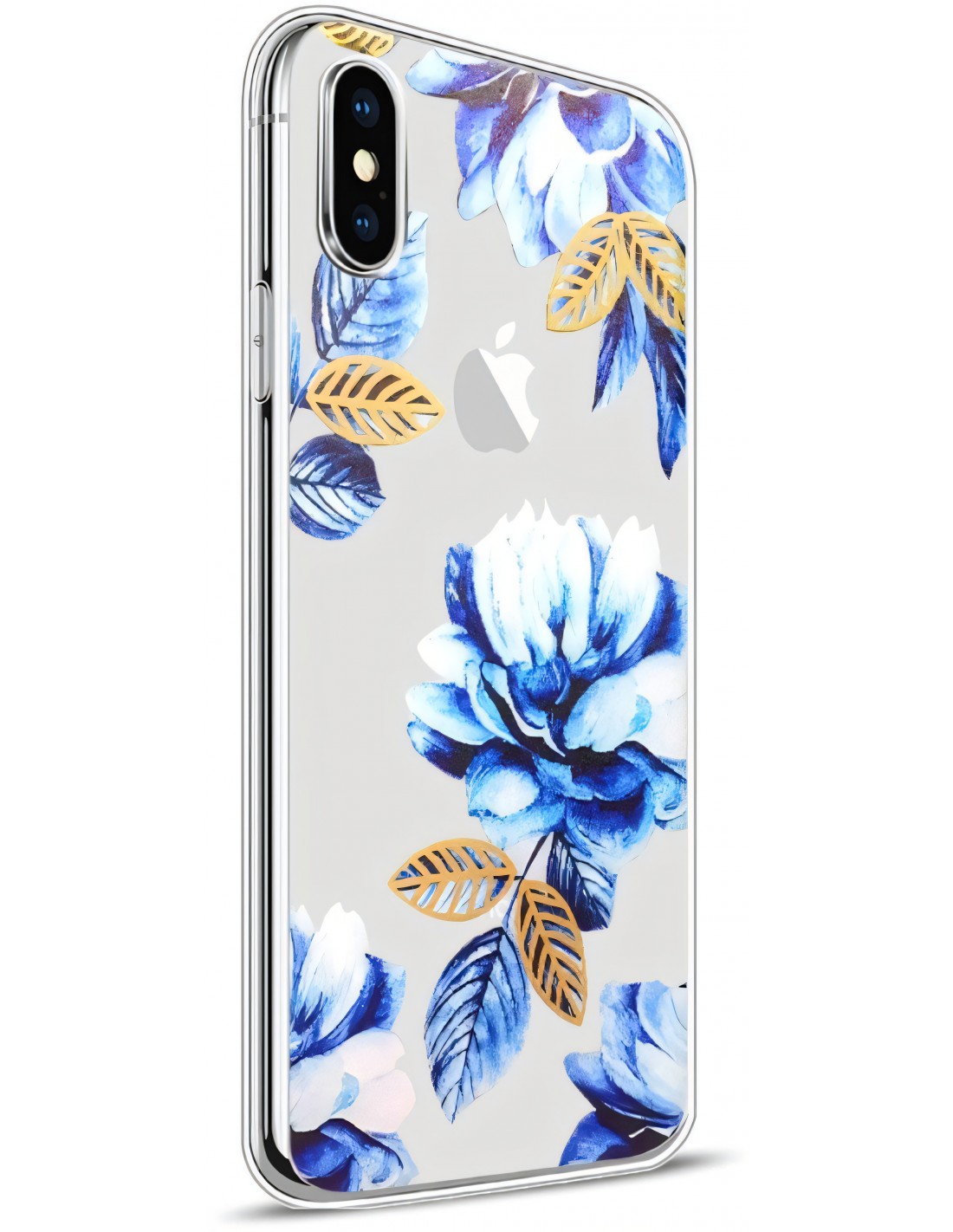 Coque iPhone X silicone fantaisie Fleurs bleues - All4iphone