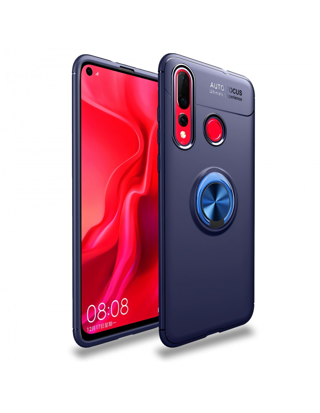 Coque silicone Huawei Nova 4 avec anneau Bleu